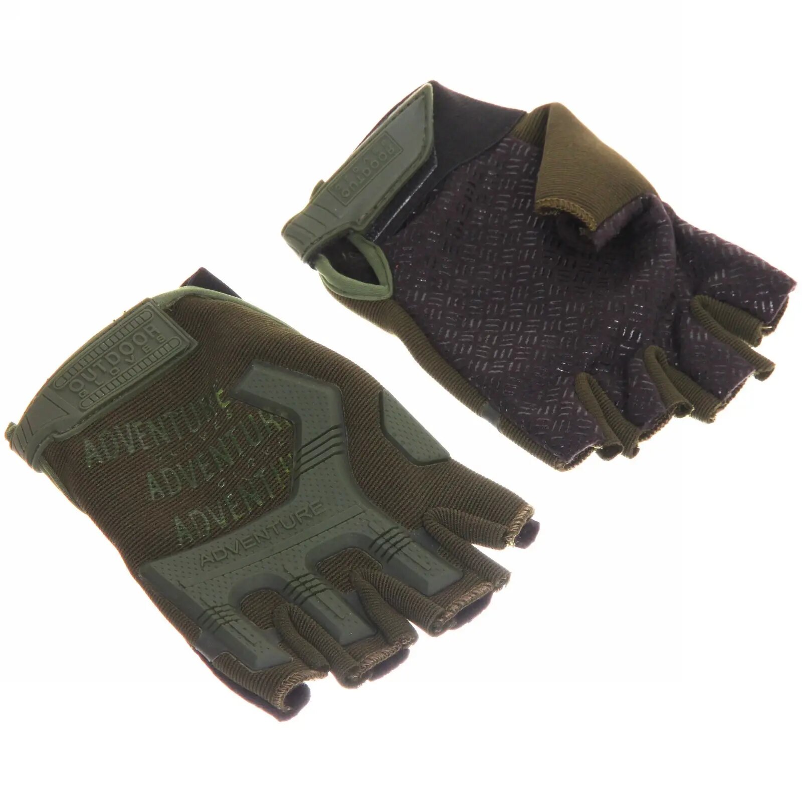 Перчатки туристические без пальцев, зеленые, с противоударной подкладкой, для активного отдыха