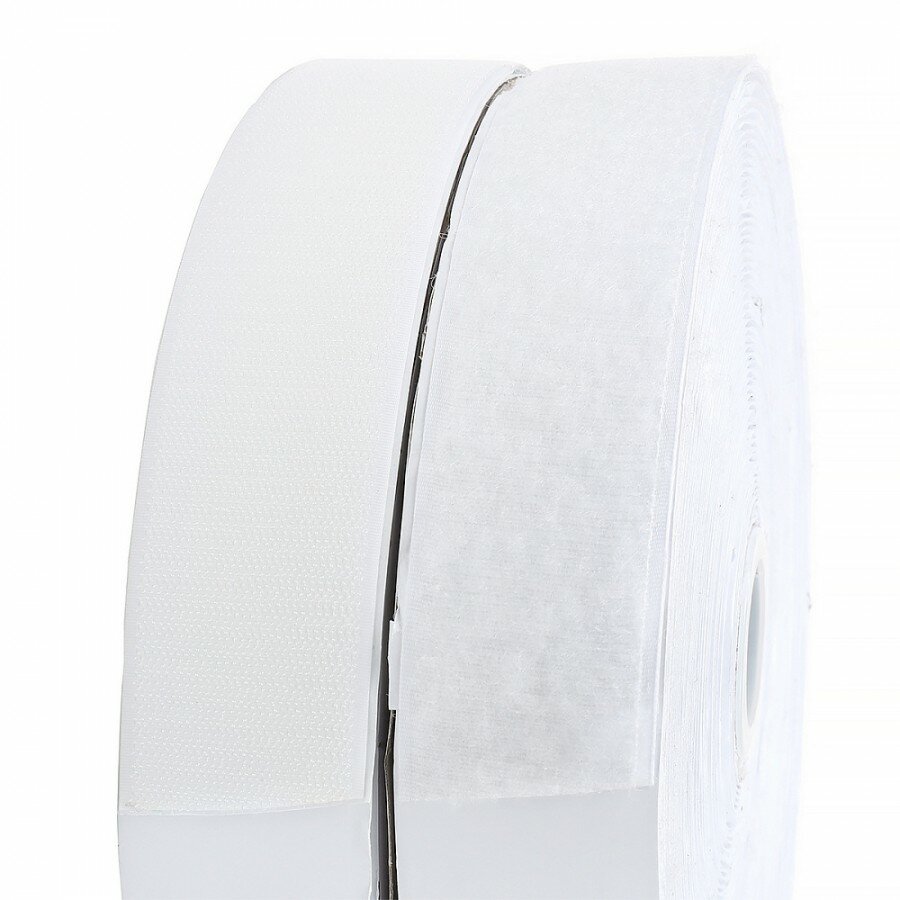Лента липучка самоклеящаяся 50 мм цв. белый 3 м