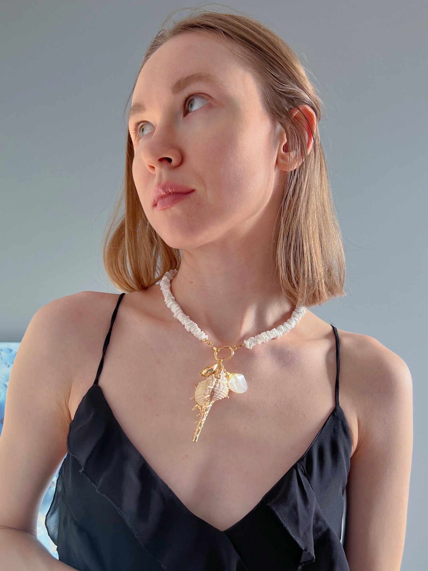 Колье, ракушка, перламутр