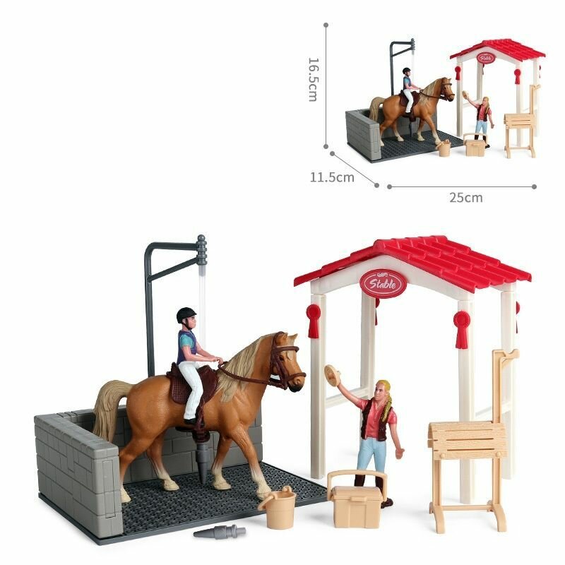 Реалистичный всадник, Жокей, Прекрасная модель конюшни для лошадей, игровой набор, фигурки животных, детские игрушки своими руками для девочек и мальчиков