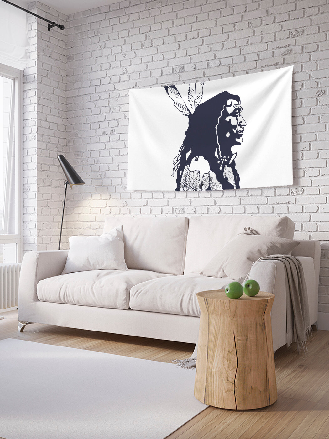 Фотопанно на стену горизонтальный постер 100х150 "Портрет индейца ретро", JoyArty