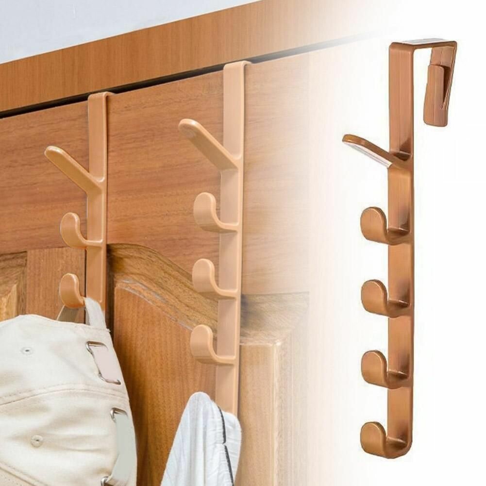 Крючок дверной, без перфоратора, для вешалок плечиков, деревянный, коричневый