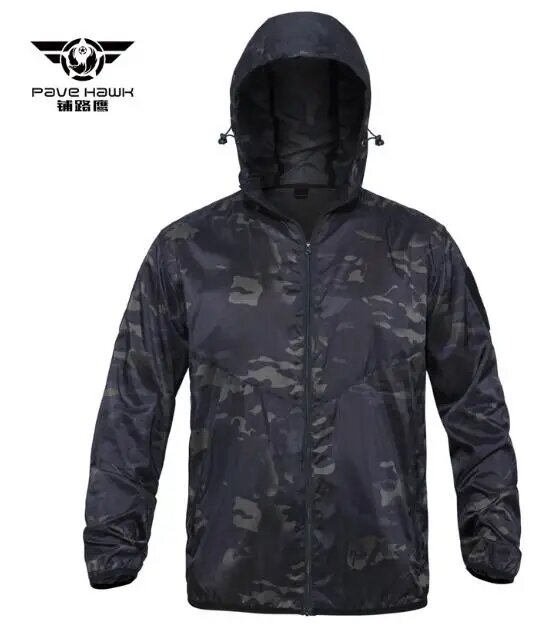 Летняя легкая портативная тактическая куртка, Мужская дышащая Солнцезащитная тонкая толстовка с капюшоном, кожаные водонепроницаемые куртки XXXL, black cp