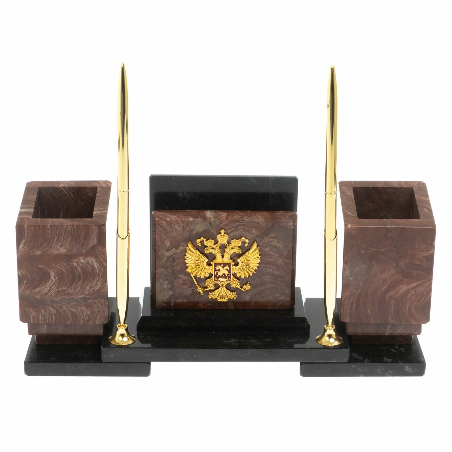 Настольный набор "Офисный" с гербом РФ из лемезита 129433