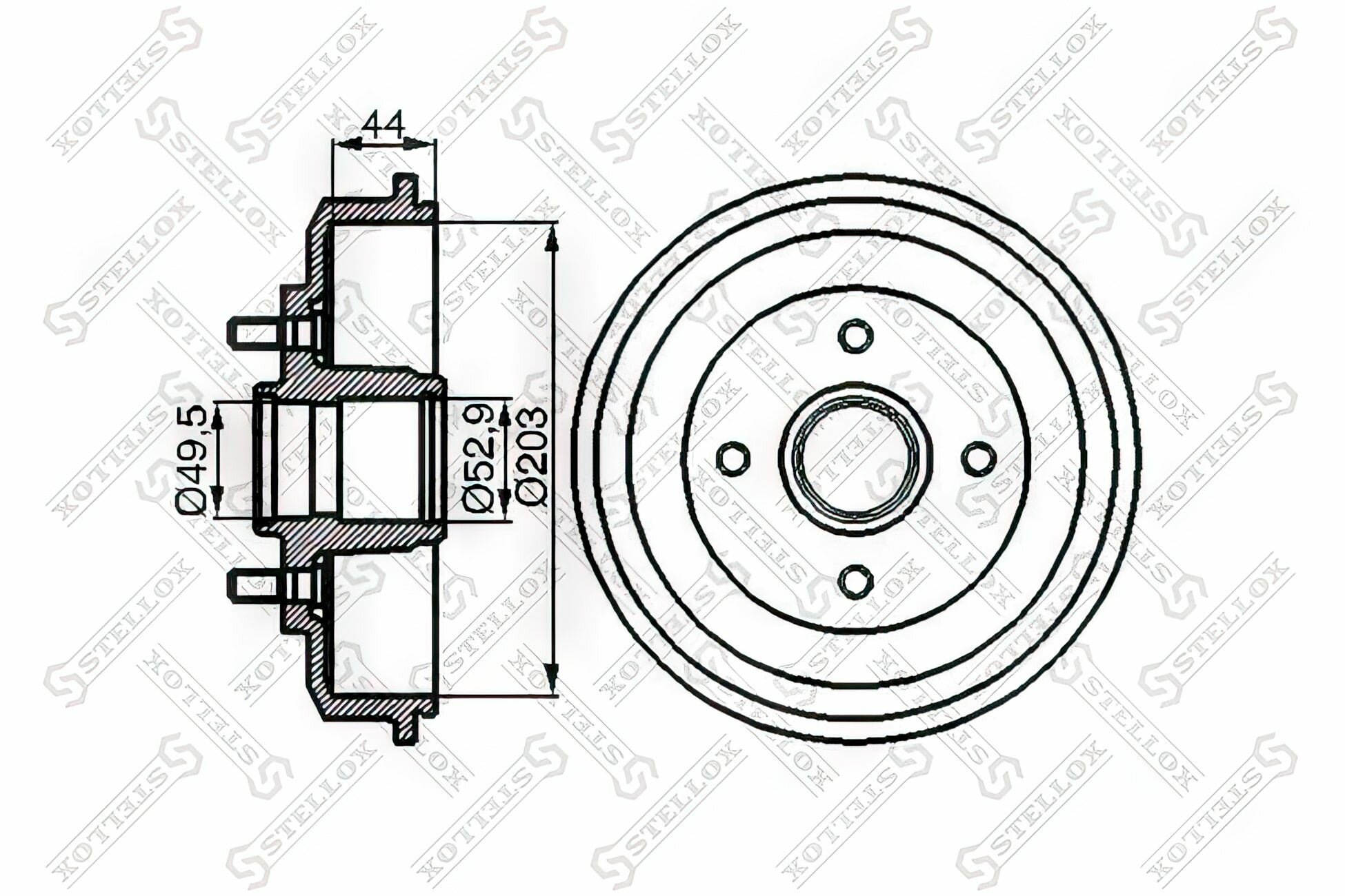Барабан тормозной задний для Форд Фиеста 3, 4, Фокус 1, 2, Ссангйонг Актион 1 6025-2534-SX STELLOX