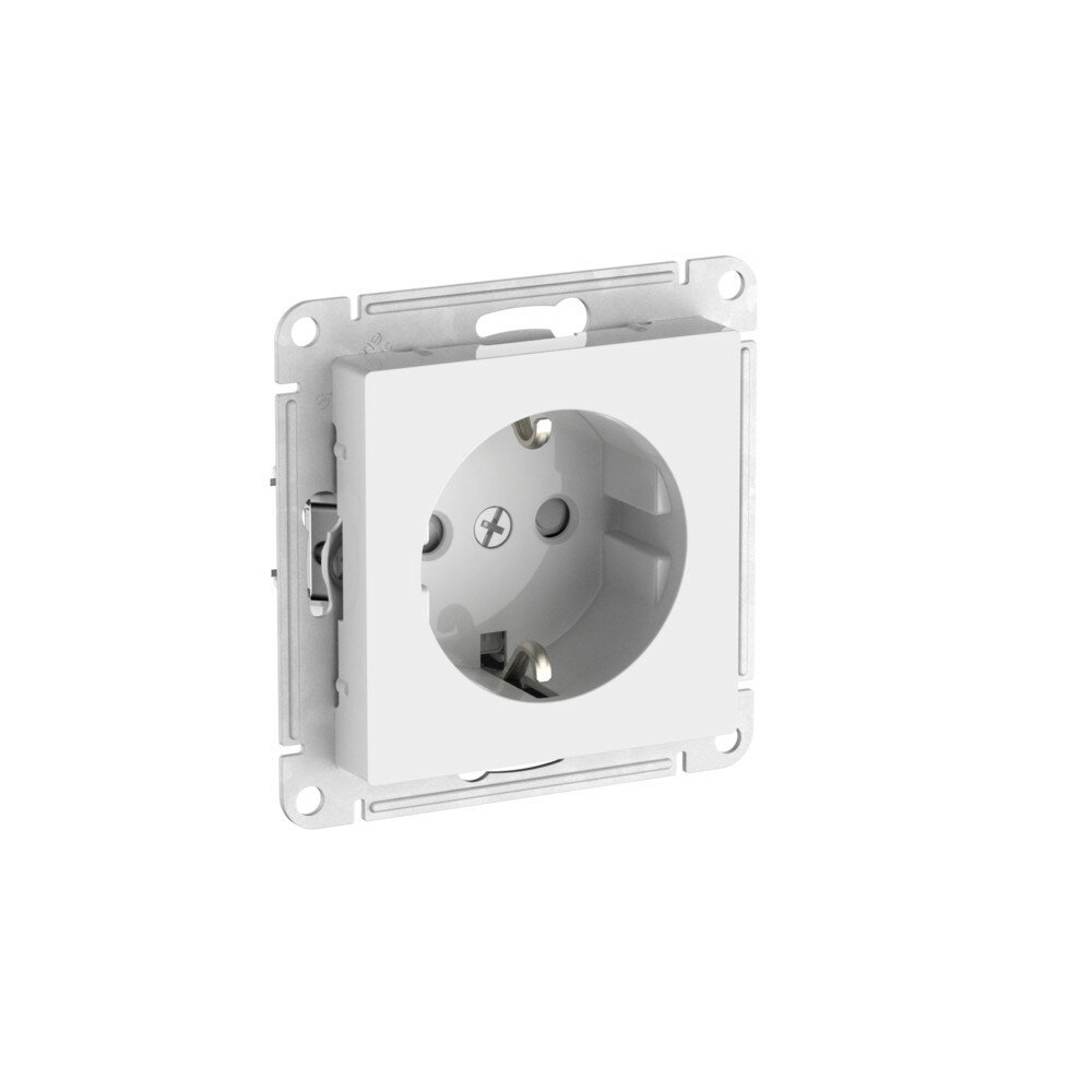 Systeme Electric AtlasDesign Белый Розетка с заземлением со шторками, 16А, механизм, быстрозажимные клеммы, ATN000145S