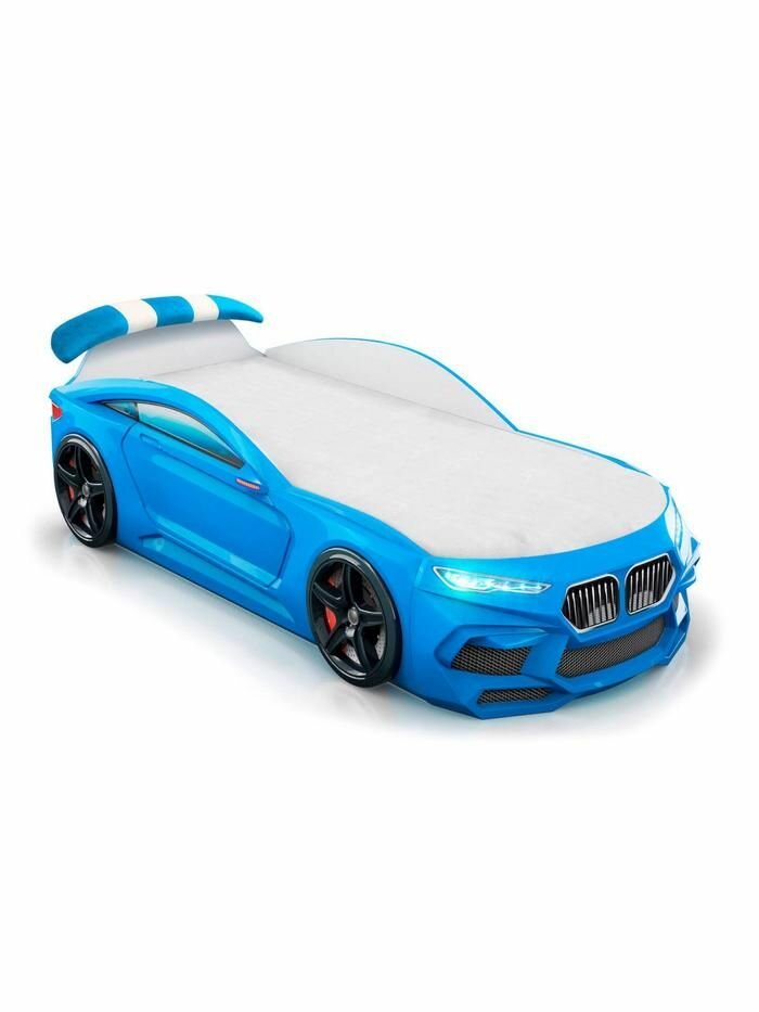 Кровать-машина Romack Ромео Голубой Без ящика С мягким спойлером