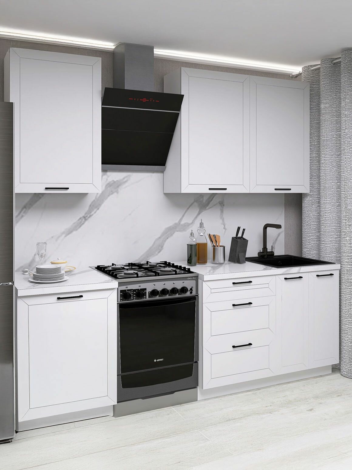 Кухонный гарнитур Сектор 1.8 м, мебель для дома и кухни, Белый / Бланж