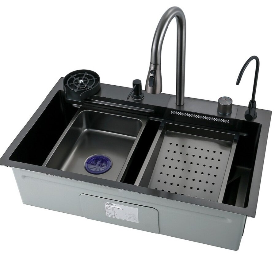 Кухонная мойка из нержавеющей стали Многофункциональная "VANS" 750*460*200 мм Black DECOR