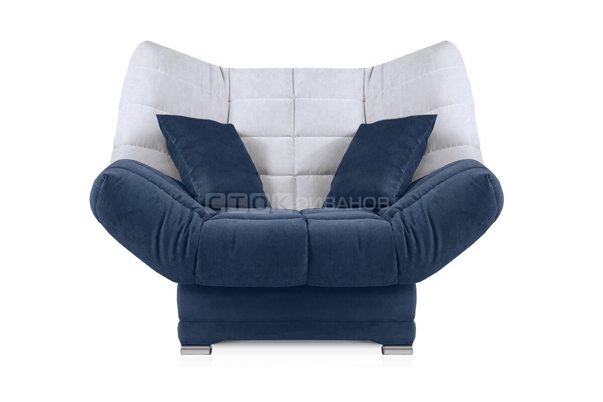Кресло Сток Диванов Велюр Blue синий, механизм клик-кляк, съёмный чехол