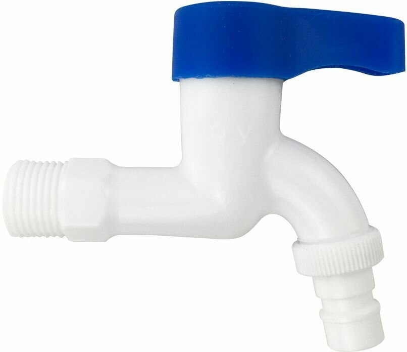 Кран водоразборный - 1/2н, металлокерамика из высокопрочного пластика АБС, белый