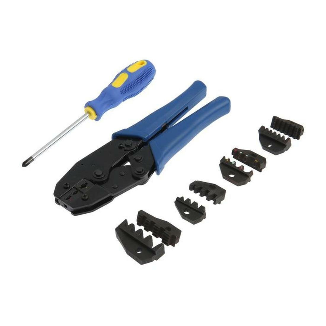 Пресс-клещи в сумке тундра, 5 матриц + отвертка, для опрессовки наконечников проводов
