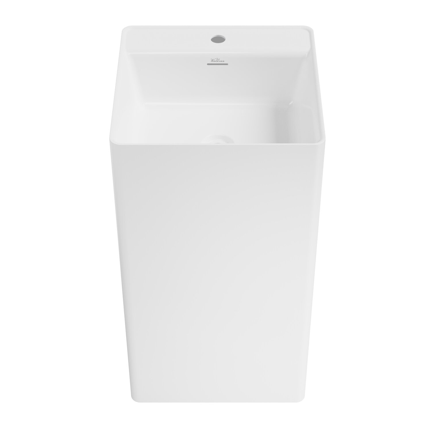 Квадратная напольная раковина для ванной Wellsee Pure BY Wellsee 230714000: напольная отдельностоящая раковина моноблок из акрила, размер 45х45х85 см, цвет глянцевый белый