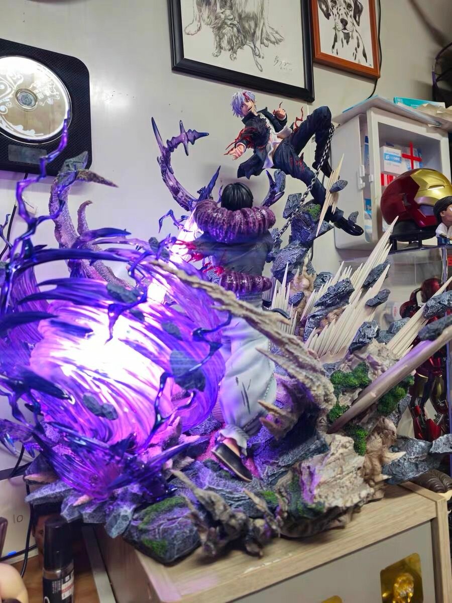 Диорама битвы Годжо и Тоджи Jujutsu Kaisen, 55 см, ручная роспись, с подсветкой