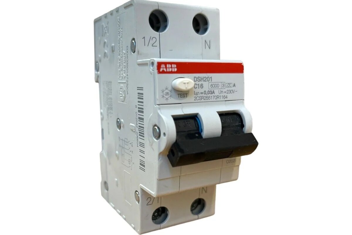 ABB Автоматический выключатель дифференциального тока (АВДТ) полюс 1P+N DSH201 C16 A30 16A 30mA (A) хар. C