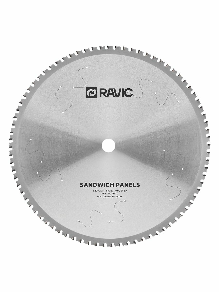 Диск пильный по стали и сэндвич-панелям Ravic, 320х2,2/1,8х25,4 мм, Z 80