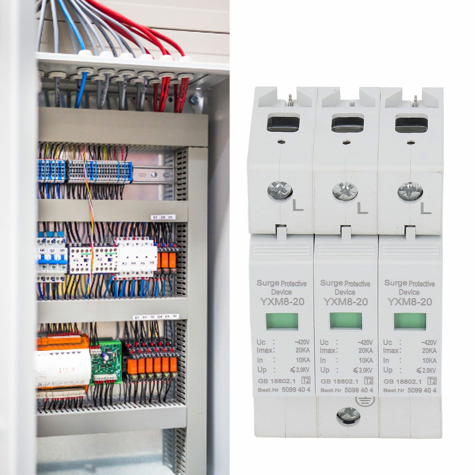 Устройство защиты от перенапряжения Молниезащита 3-фазное огнестойкое защитное устройство для дома 420 В