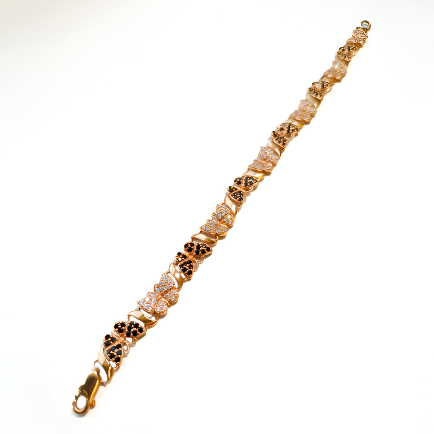 Глидерный браслет, красное, комбинированное золото, 585 проба, фианит