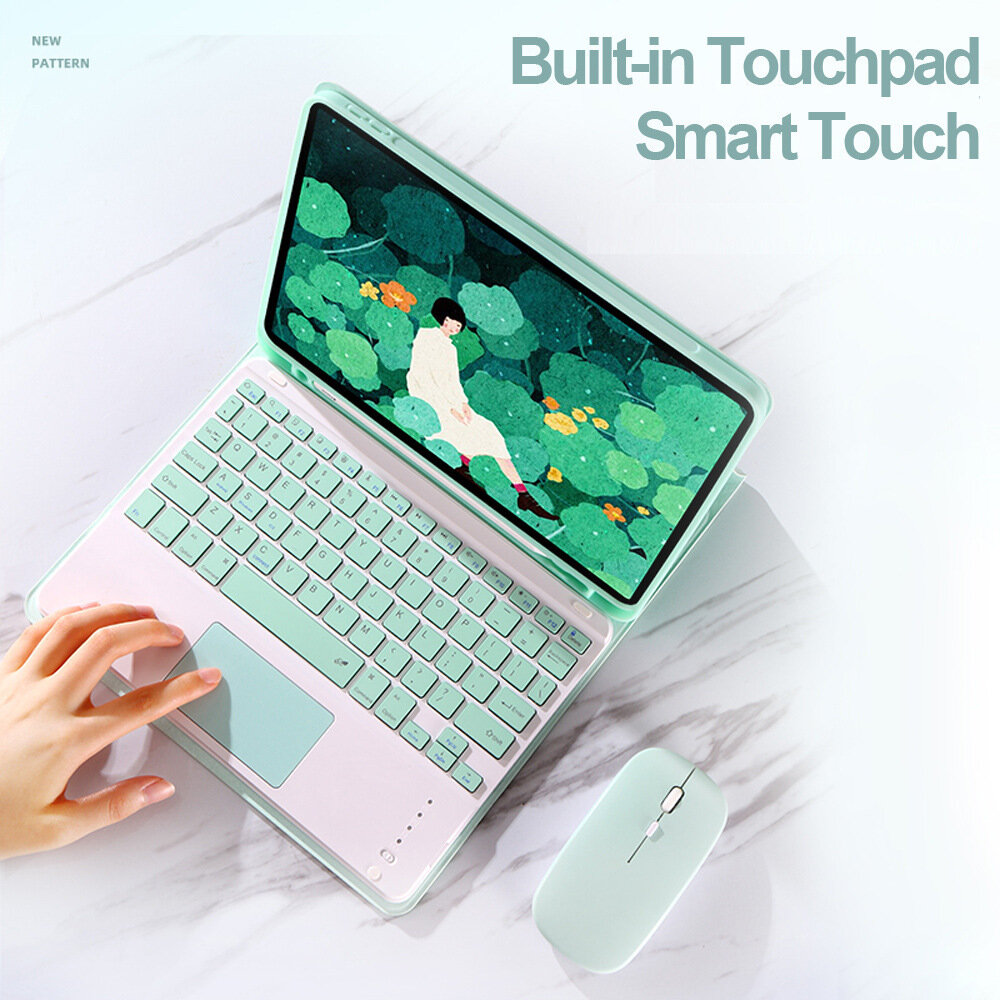 Чехол-клавиатура, для iPad 2018-2017, 9.7", кожаный, Bluetooth, с ручкой