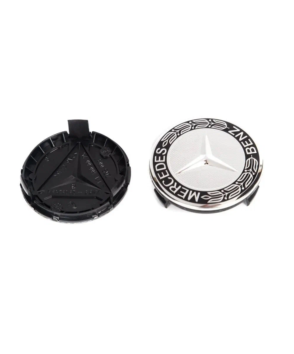 Колпачок, заглушка на диск колеса Mercedes-Benz 75мм. (чёрный с хромом)