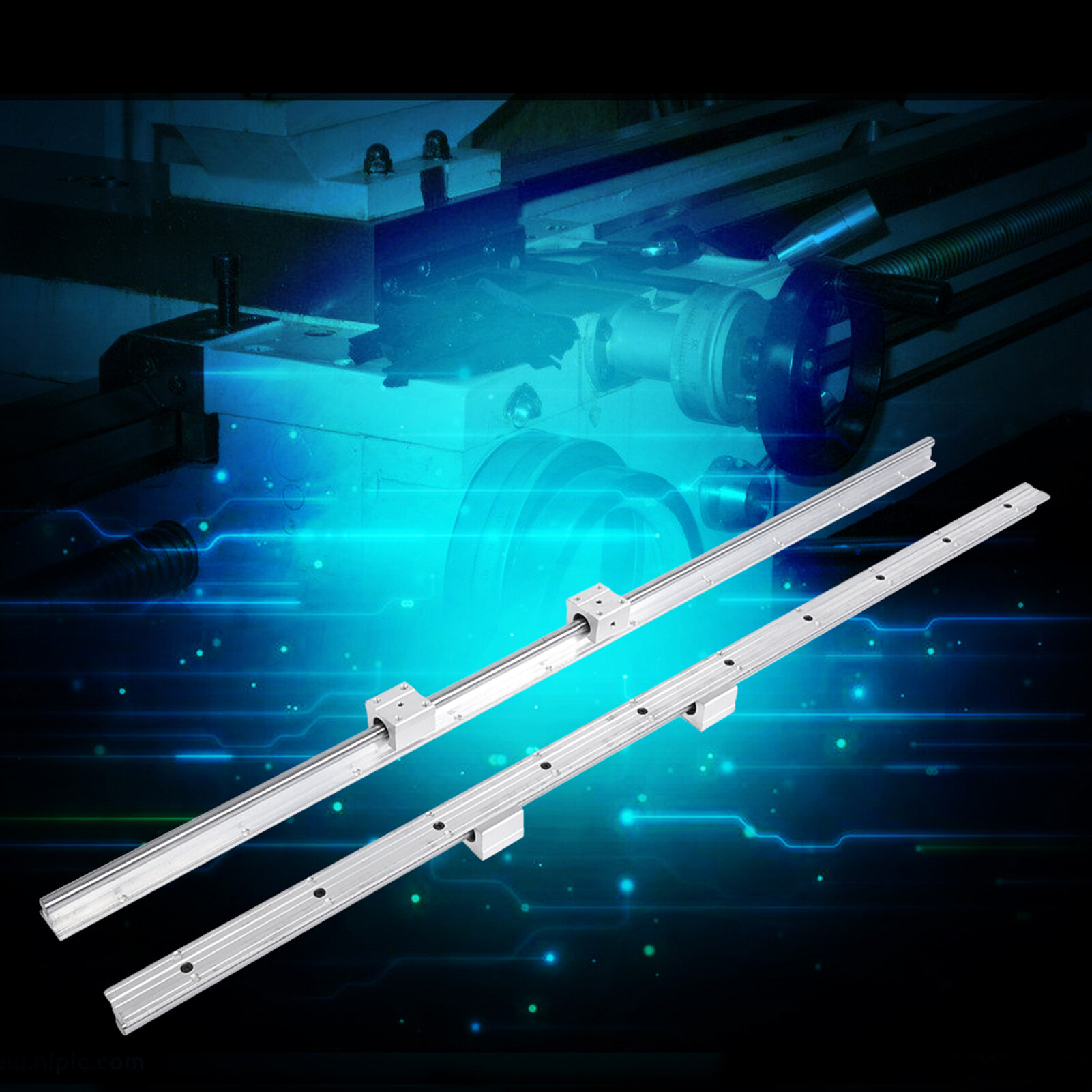 2 шт. линейные направляющие вала SBR12, длина 1000 мм, диаметр 12 мм + 4 шт. опорные блоки подшипников SBR12UU