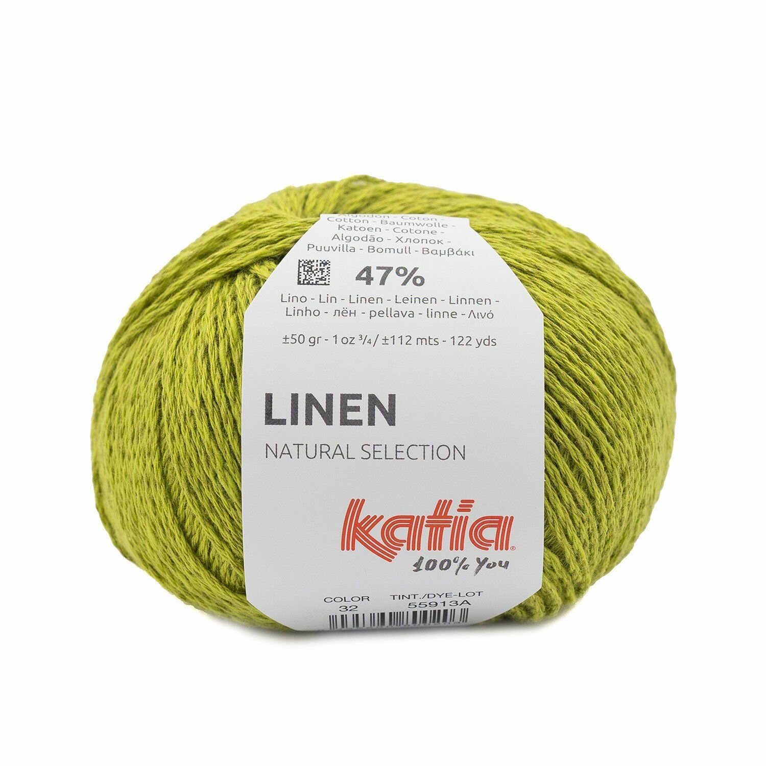 Пряжа для вязания Katia Linen (32 Pistachio) 1 моток 50 г/112 м