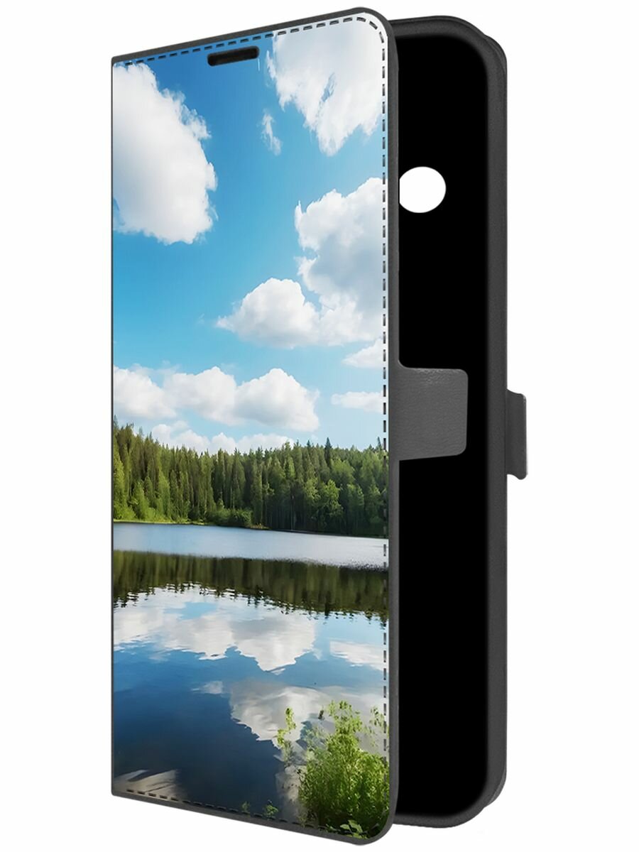 Чехол-книжка Krutoff Eco Book для Realme 11 Pro Лесное озеро (черный)