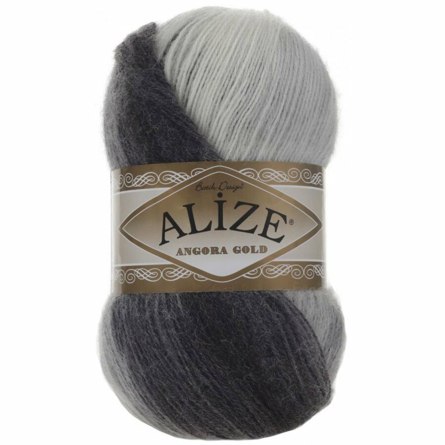 Пряжа Alize ANGORA GOLD BATIK 1900 серый/белый (5 мотков)