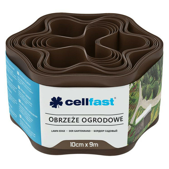 Лента бордюрная CELLFAST гофра 10cм коричневая 9м