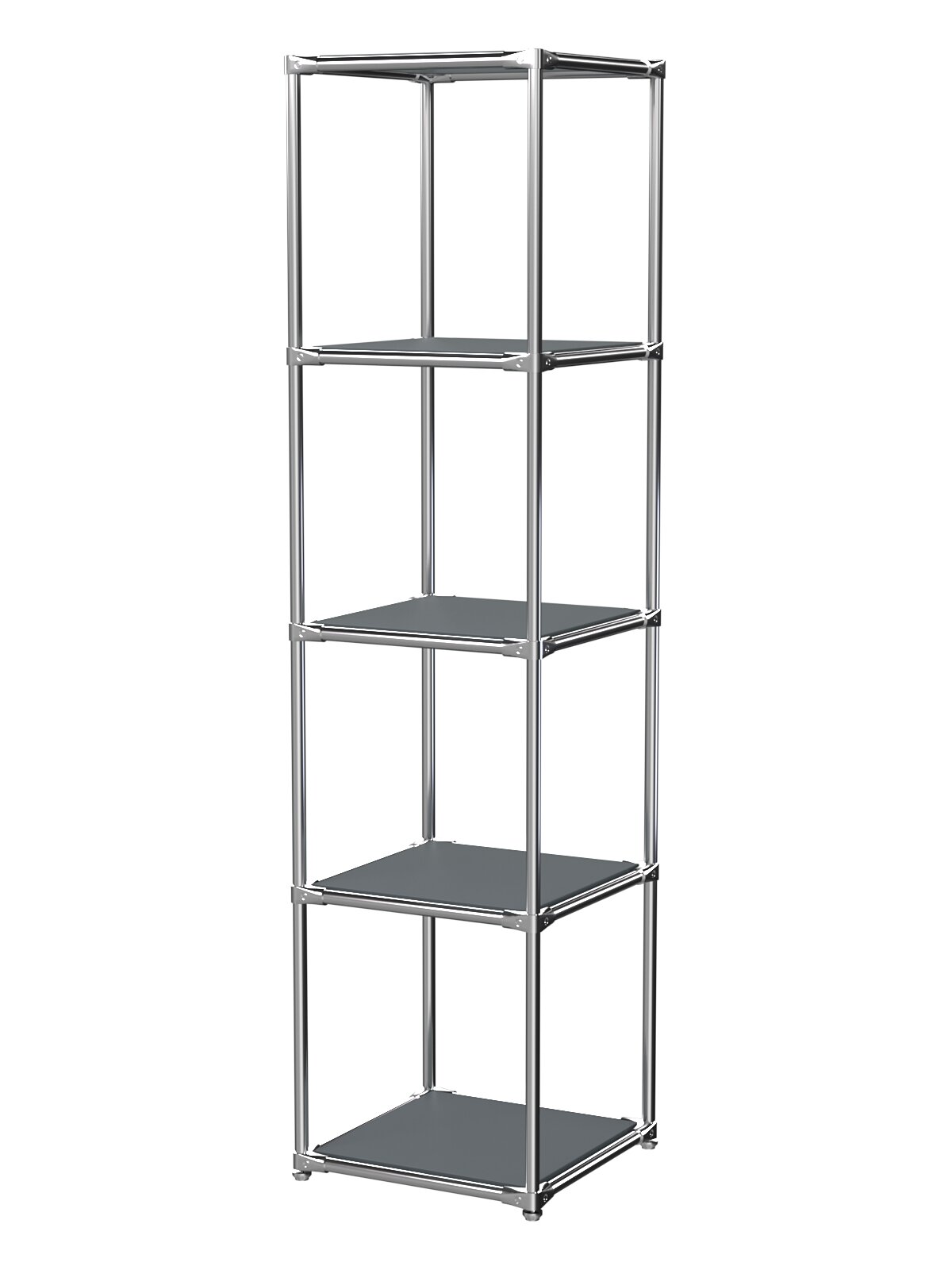Торговый хромированный стеллаж с полками ДСП №1, Темно-Серый