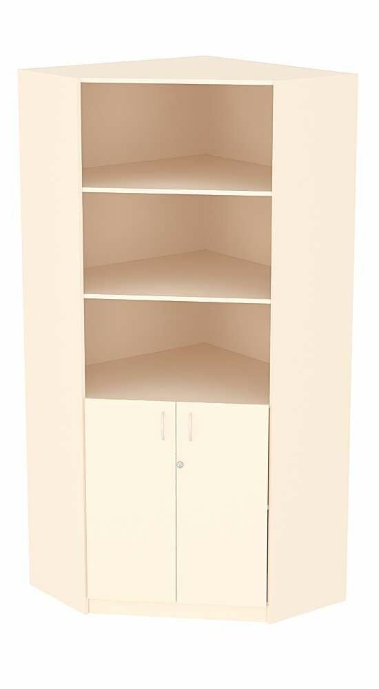 Стеллаж угловой из ДСП серии Эконом №5-4 (торец 400 мм) с дверками 810 мм, Крем Вайс