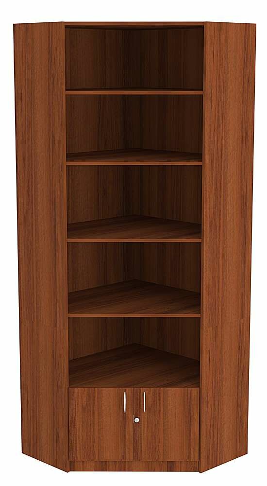 Высокий стеллаж угловой из ДСП серии Эконом Н-2400 мм №5-4 (торец 400 мм) с дверцами 410 мм, Орех
