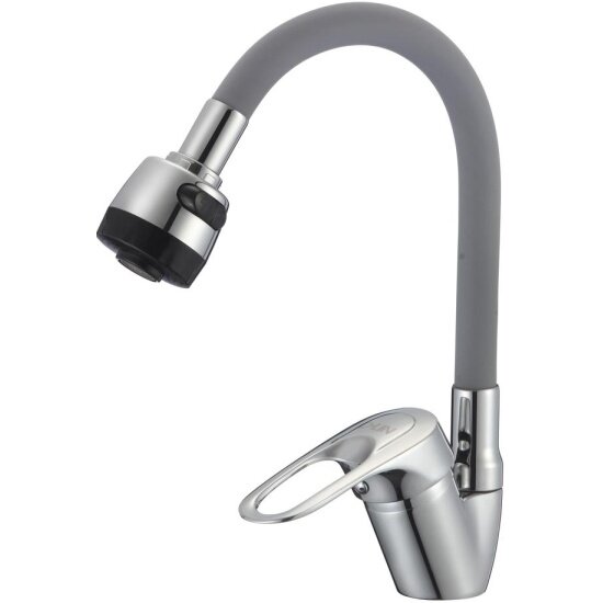 Смеситель для кухни D-lin с гибким изливом D150628-2T, хром/серый