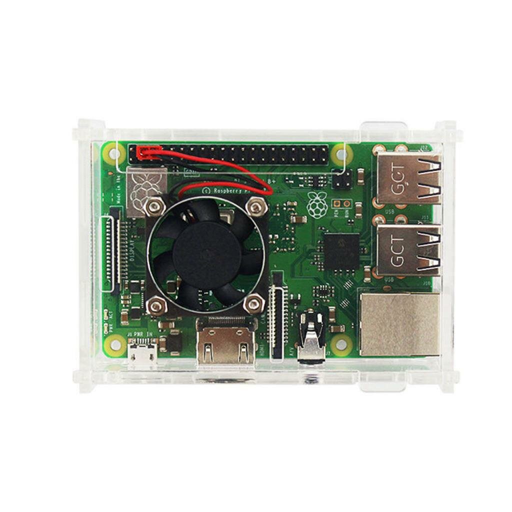 Для Raspberry Pi 3 Model B+(Plus) Акриловый корпус Прозрачная крышка корпуса + Охлаждающий вентилятор + Алюминиевый радиатор для Raspberry Pi 3 Model B+/B