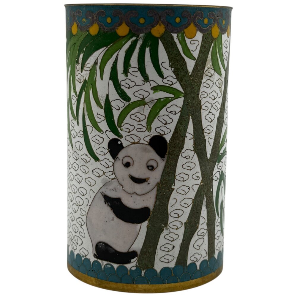 Карандашница "Панда", 12.5 см, в технике "клуазоне", 1950-1960 гг, Китай