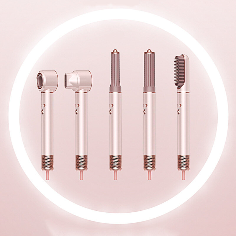 Фен 5-в-1 без лезвий, многофункциональный бытовой фен с отрицательными ионами, выпрямитель для волос, щипцы для завивки.