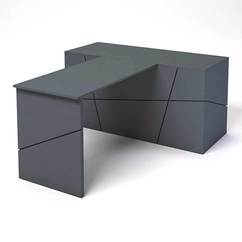 Стол руководителя №6 с приставкой брифингом, Темно-Серый. Производитель товара - компания Westcom.