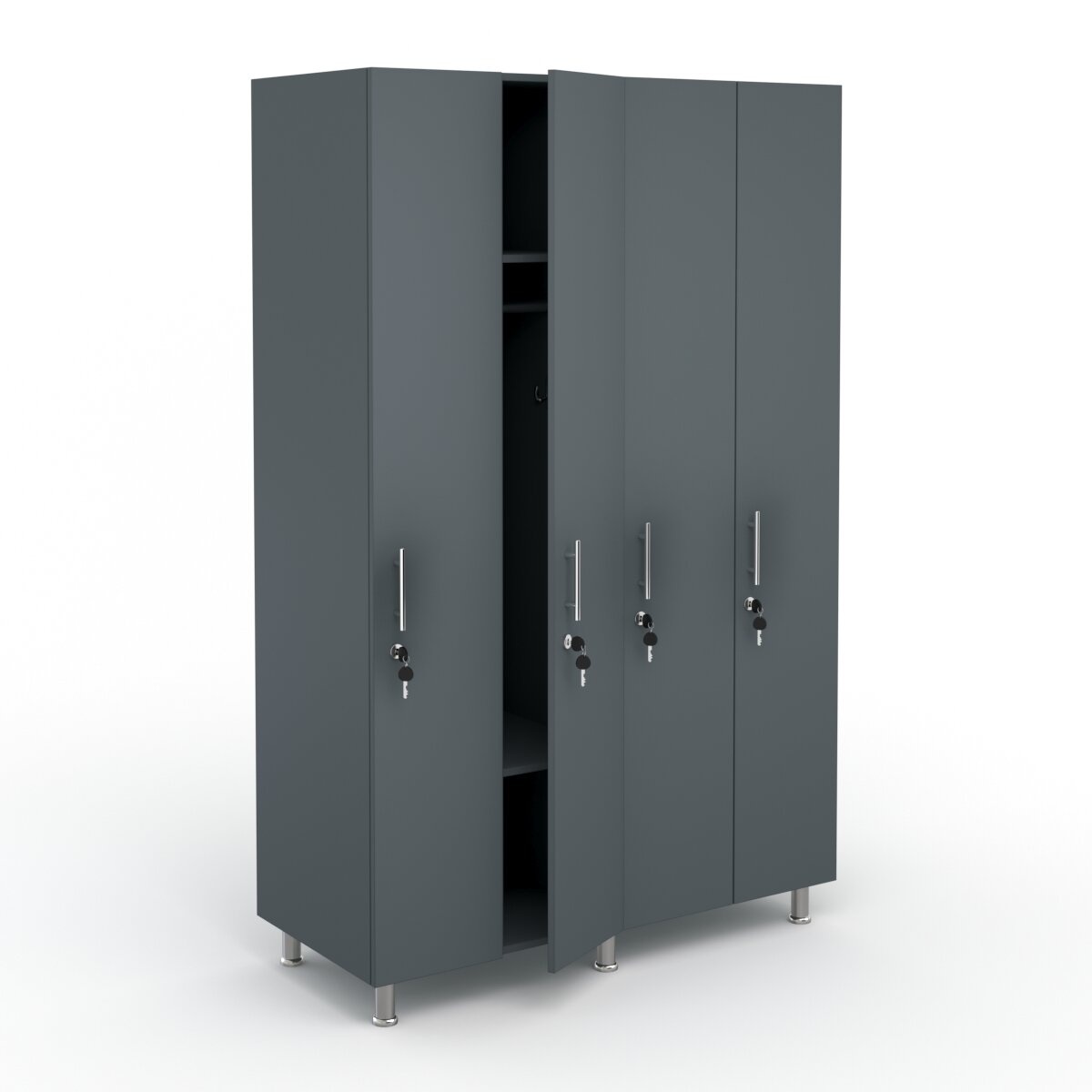 Шкаф для раздевалок 4х-секционный, Темно-Серый. Производитель товара - компания Westcom.