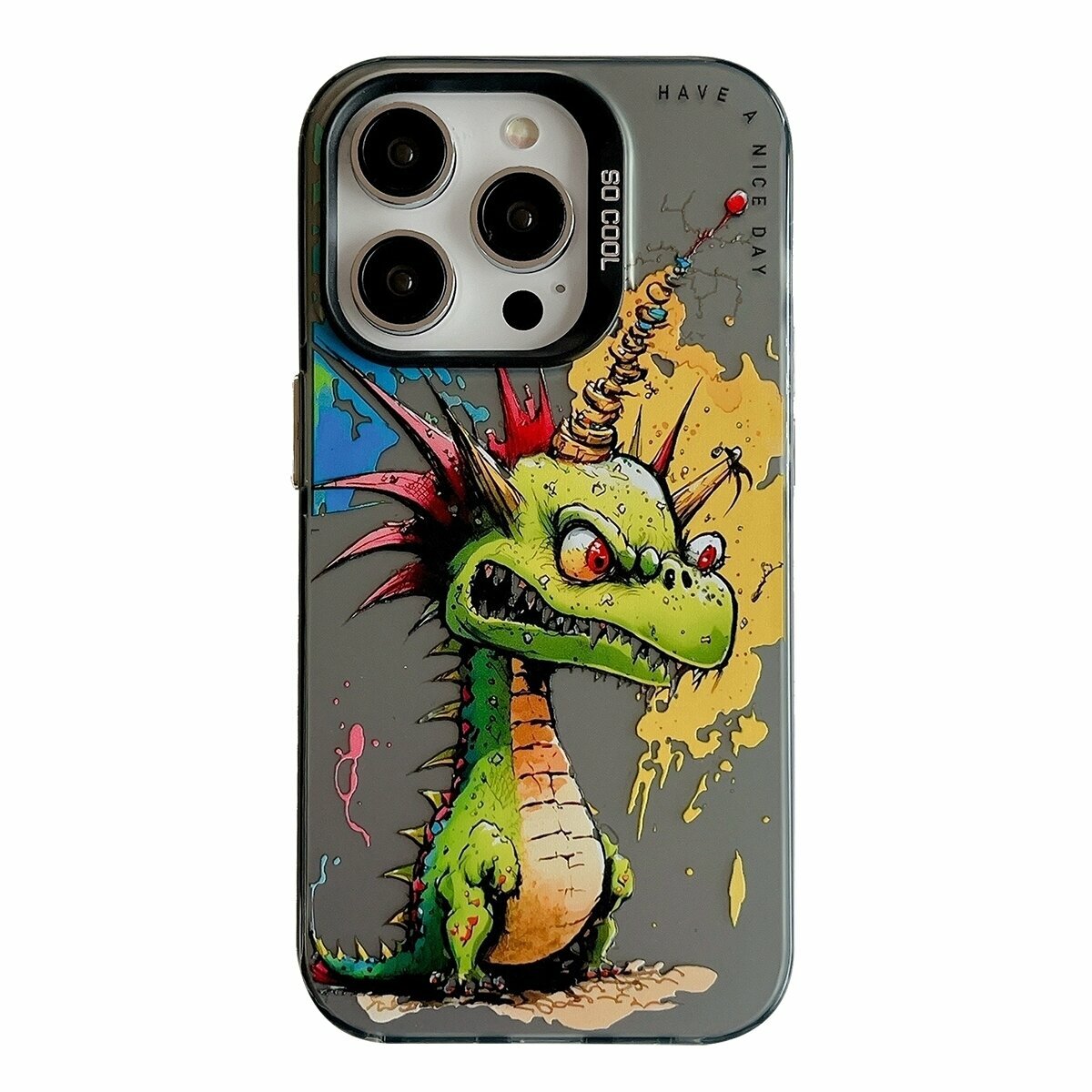 Для iPhone 16 Pro серия масляных рисунков с изображением животных из серии PC + TPU Чехол для телефона