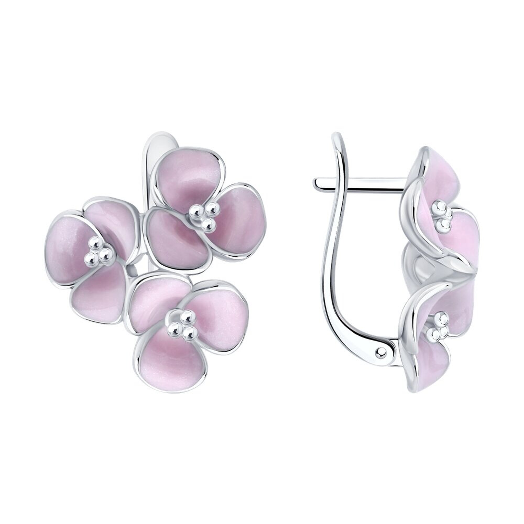 Серьги, серебро, 925 проба, родирование, эмаль