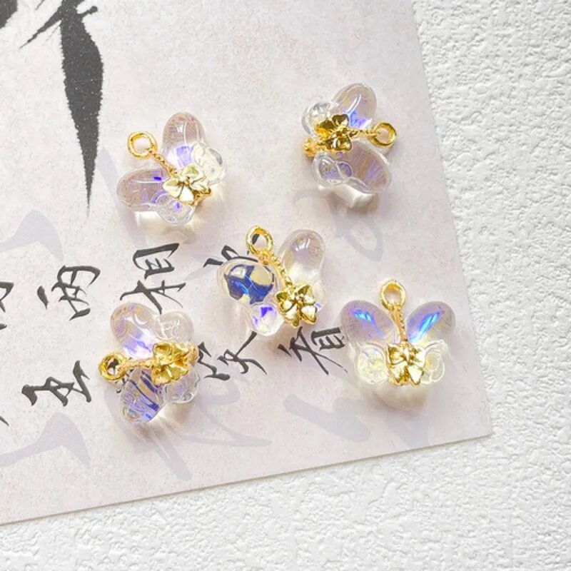 10 стеклянных кулонов-бабочек для бижутерии 2