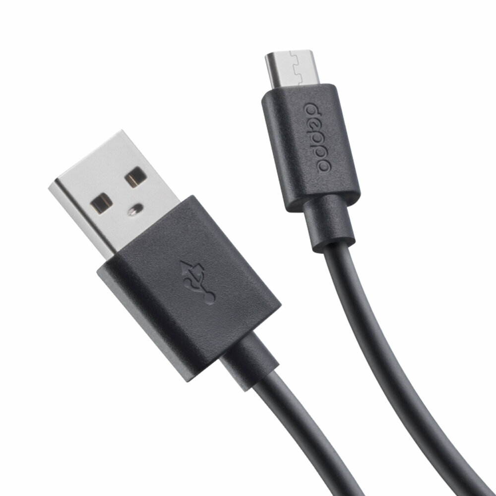 Кабель для телефона USB-microUSB, 1.2м, черный, Deppa 72103-OZ/ Без заводской упаковки