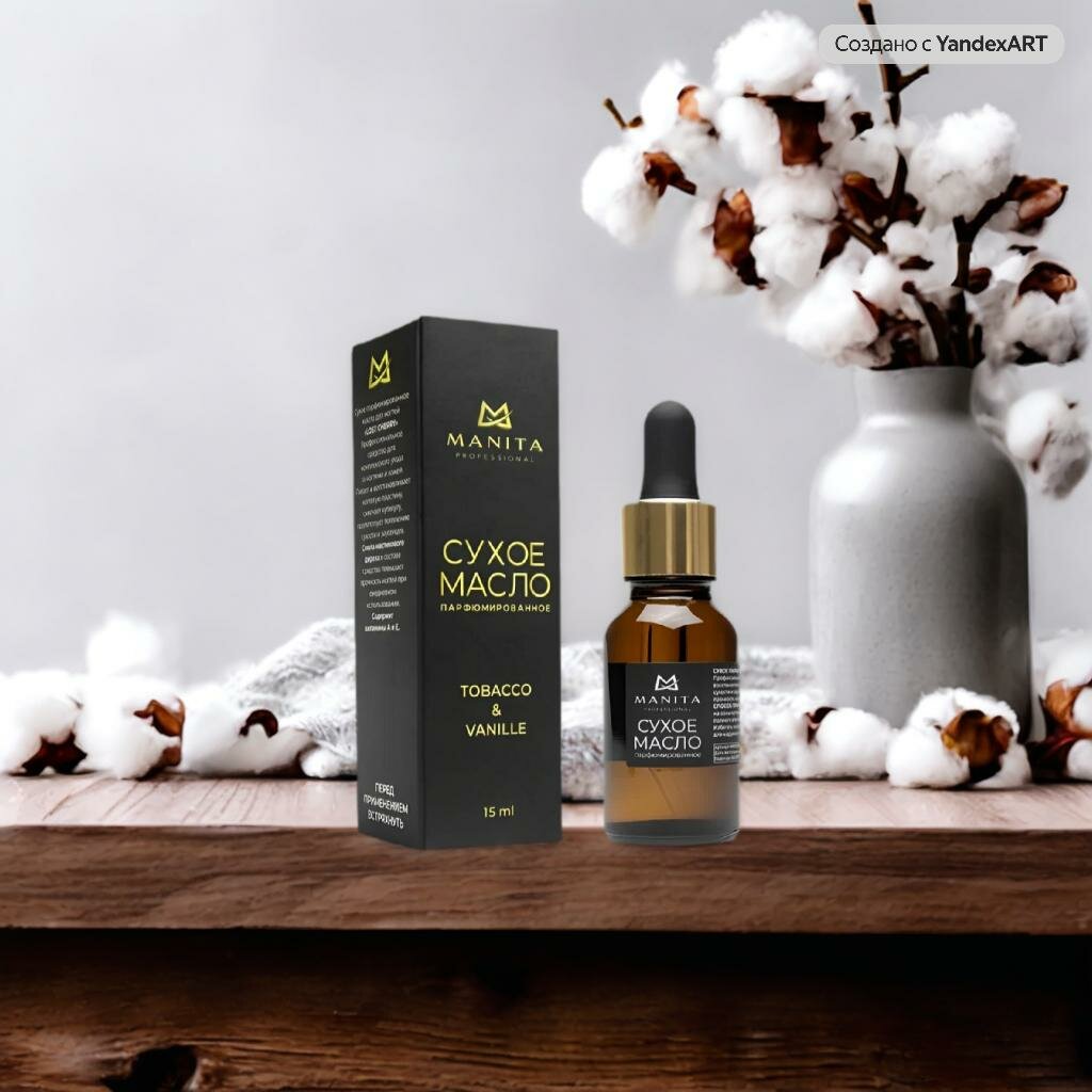 Сухое масло Manita Tobacco&Vanilla Professional, для ногтей, парфюмированное, 15мл