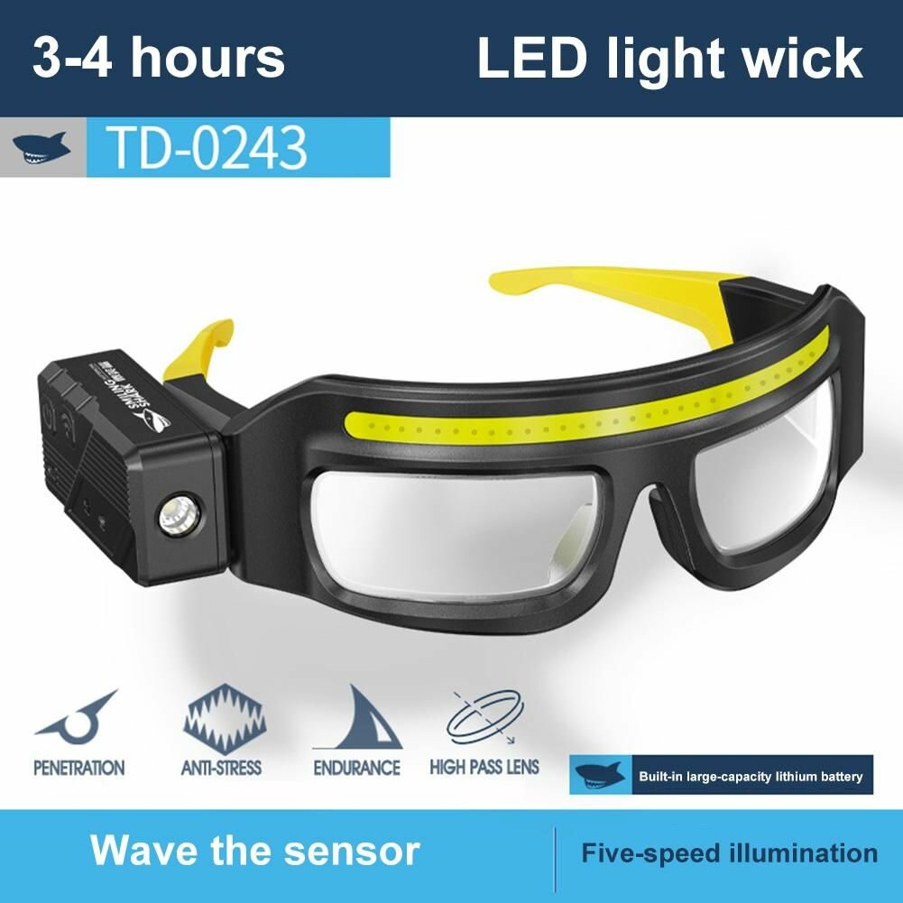 Фонарь налобный аккумуляторный, фонарик мощный, Езда на велосипеде на открытом воздухе, ночная рыбалка, очки со светом