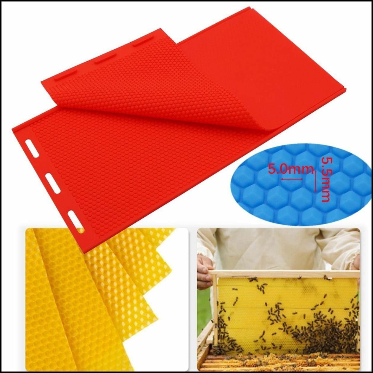 Силиконовая форма для основания гнезда Форма для вощины Красный принадлежности для пчеловода