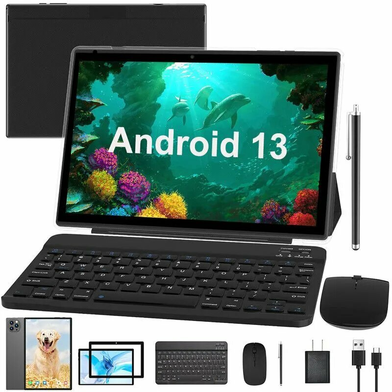 Планшет Планшет mi pad 6 Новинка 2025 года - ультратонкий 10.1-дюймовый планшетный компьютер на базе Android 13 со сверхвысокой четкостью изображения, полноэкранный 5G-офис netcom entertainment,10.1" 12 ГБ/256 ГБ, черный, прозрачный