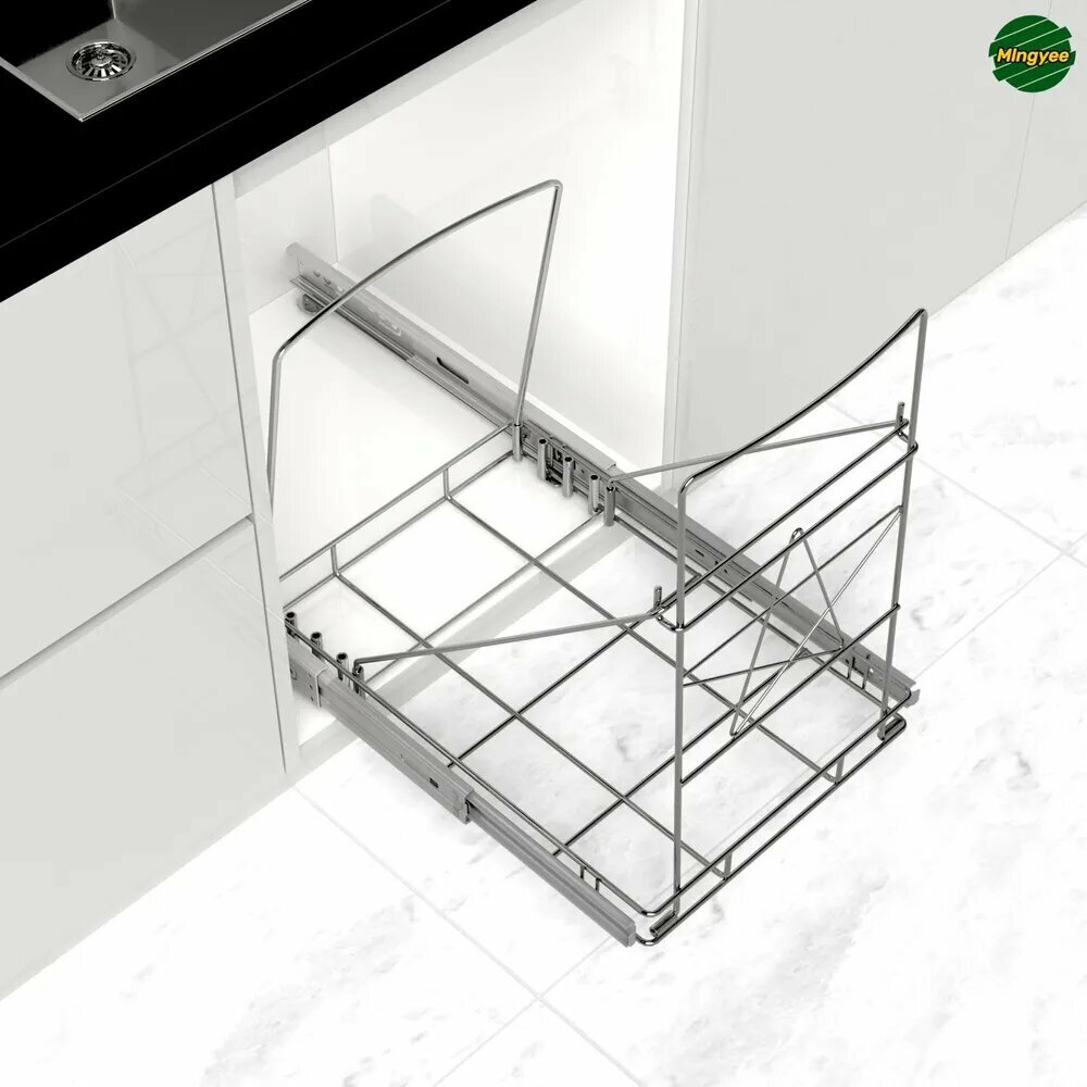 Стойка для мусорного ведра под шкафом с направляющими, выдвижной тип