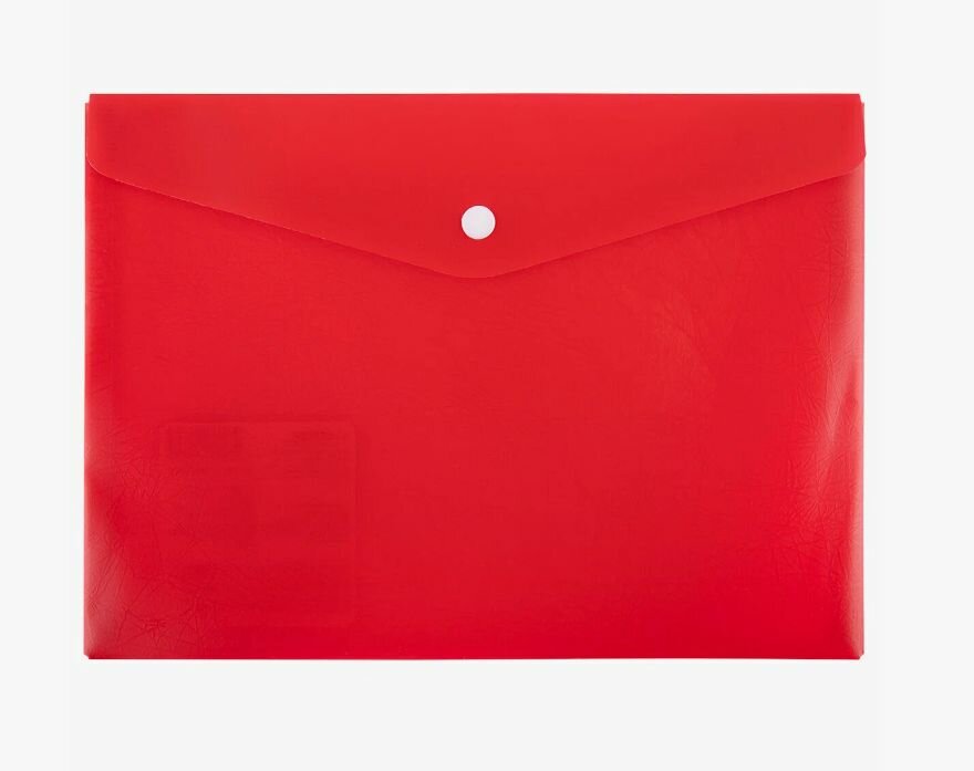 Папка-конверт на кнопке А5 (165*235 мм) полупрозрачная, красная, 180 мкм, в наборе 2 штуки