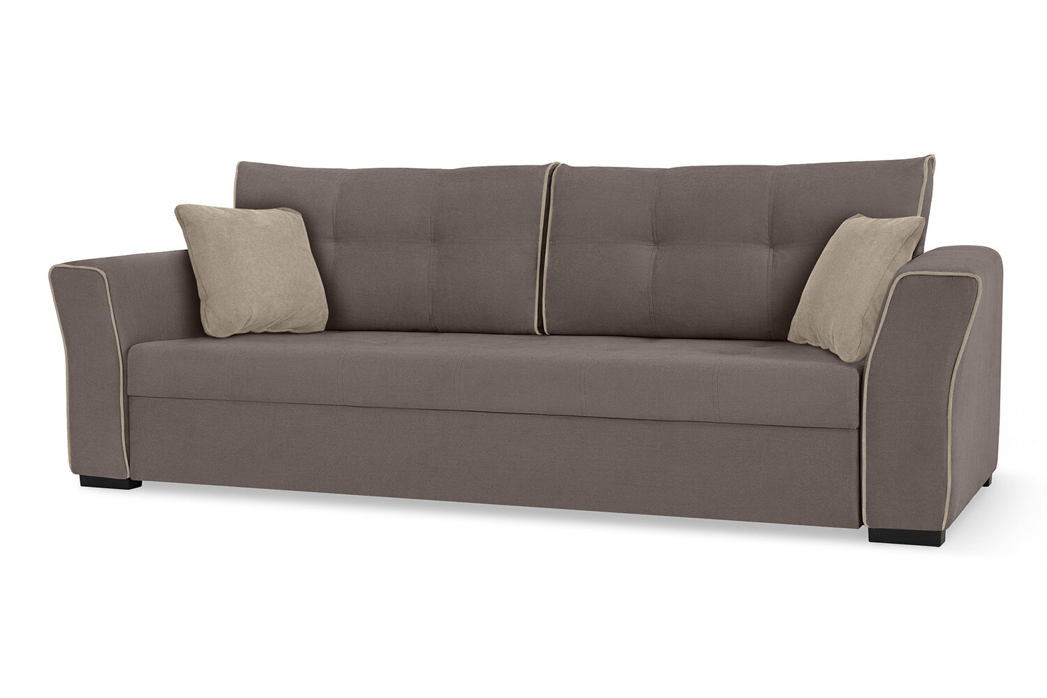 Диван-кровать Камил 007 П3МД, 251х92х104 см, обивка велюр, цвет серо-коричневый, бежевый