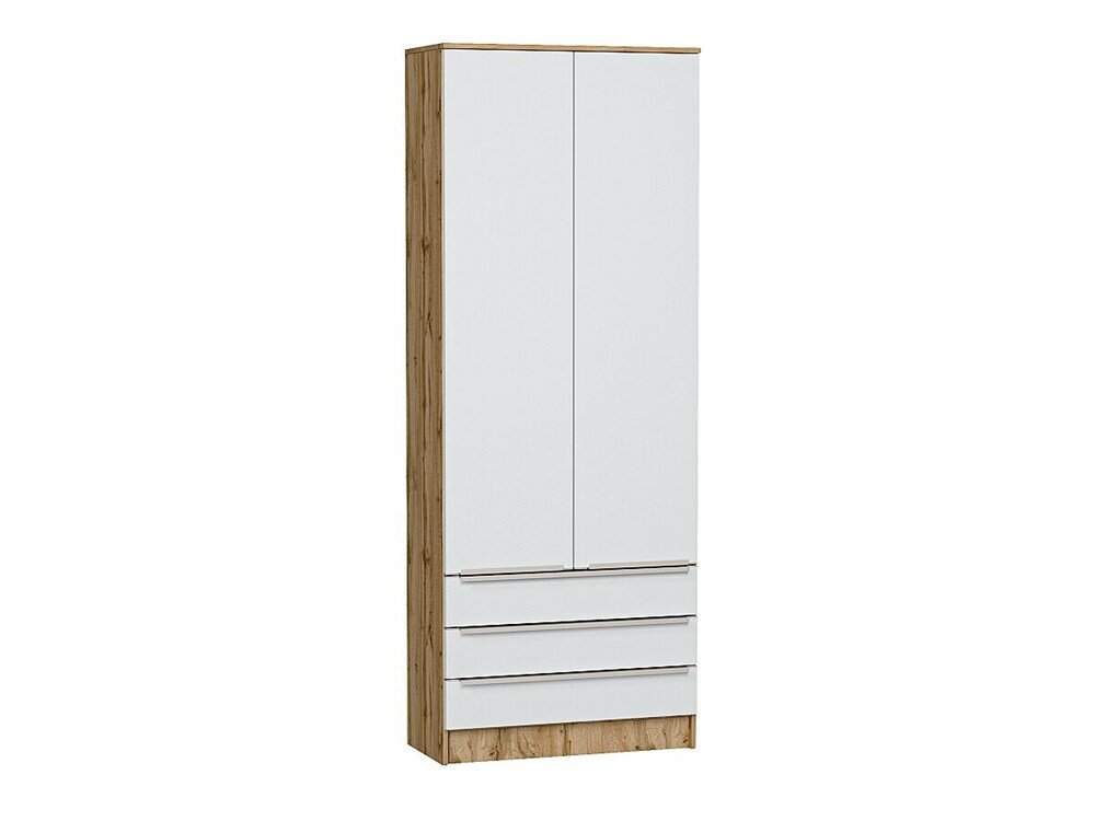 VVT Шкаф двухстворчатый Стиль ШК-803 с ящиками Дуб Вотан, Silky White